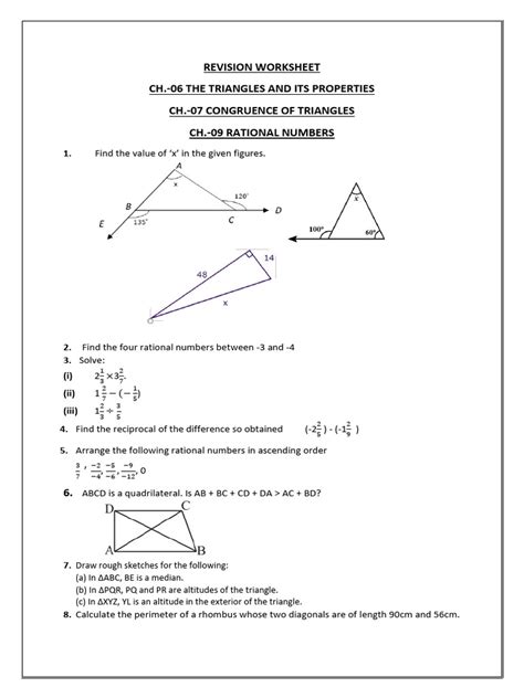 Triangles Rational Numbers Class 8 Pdf