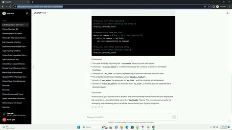 Beginner Python Append Or Remove Entry From List Then Print To Texttable Youtube