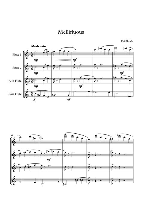 Mellifluous Flute Quartet Sheet Music Phil Rawle Woodwind Ensemble
