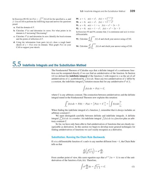 Ch 5 5 Indefinite Integrals And The Substitution Method 5 Indefinite