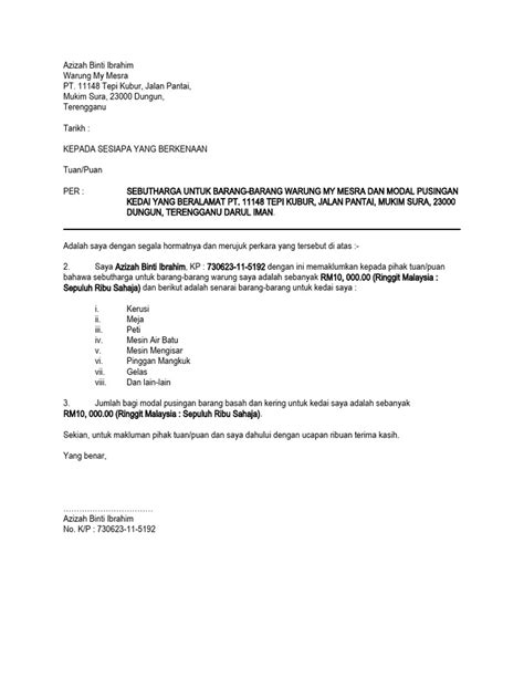 Sebutharga Untuk Barang Barang Warung My Mesra Dan Modal Pusingan Kedai