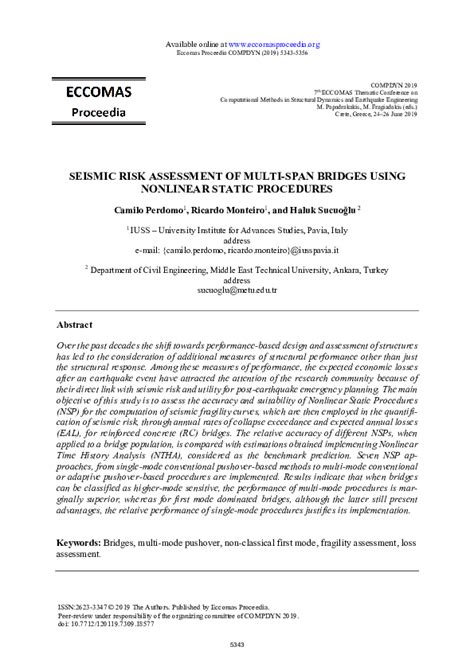 Pdf Seismic Risk Assessment Of Multi Span Bridges Using Nonlinear