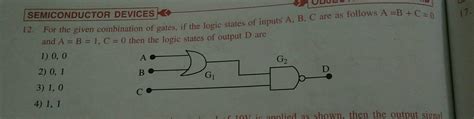 UDJLUTTU SEMICONDUCTOR DEVICES 12 For The Given Combination Of Gates
