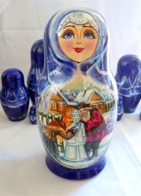 Giant Ded Moroz Father Frost 10 Set Babushka Matryoshka Nesting Doll