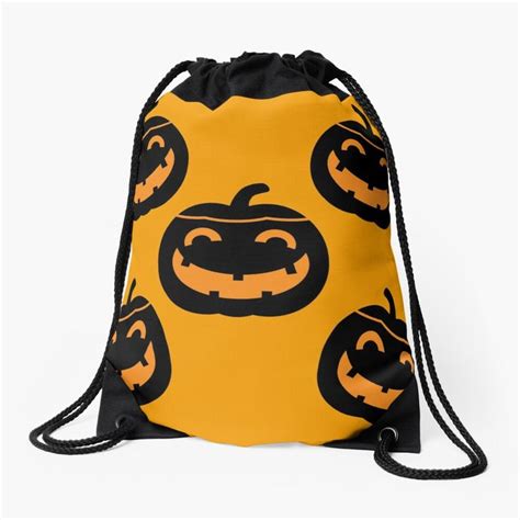 GRIM GRINNING BLACK AND ORANGE PUMPKIN SILHOUETTE Drawstring Bag For Sale By Collingalanos