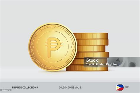 골드 동전입니다 현실적인 필리핀 페소 동전 쌓아 동전의 근처에 서 웹사이트 웹 디자인 모바일 애플 리 케이 션 인포 그래픽에 대