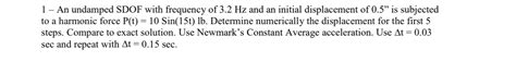 Solved 1 ﻿an Undamped Sdof With Frequency Of 3 2hz ﻿and An