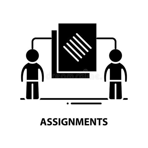 Assignments Icon Black Vector Sign With Editable Strokes Concept Illustration Stock