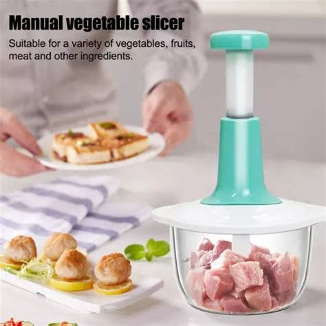 Hand Press Push Food Processor Chopper Chopping Fruits Vegetable Slicer