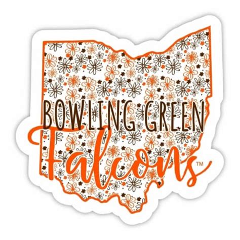 Bowling Green Falcons 4 Inch State Shaped Ncaa Floral Love Vinyl