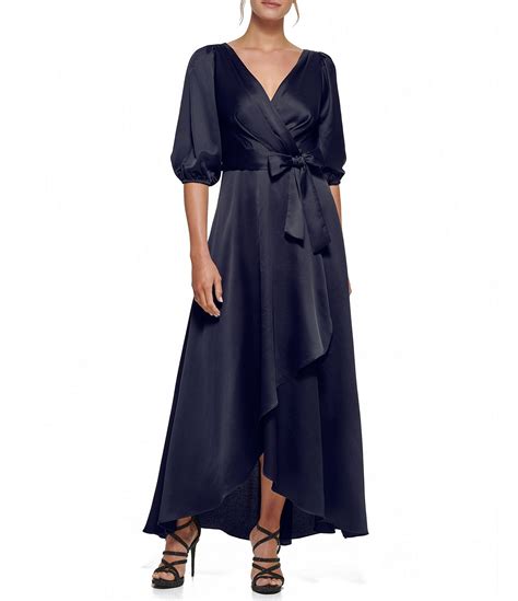 Dkny 34 Balloon Sleeve Surplice V Neck Faux Wrap Gown Hot Sale