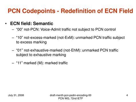 PPT PCN Encoding For Packet Specific Dual Marking PSDM Draft Menth Pcn Psdm Encoding