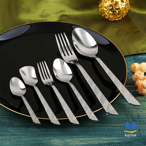 قاشق و چنگال برند کفچک مدل پرچمی استیل مات و براق کفچک