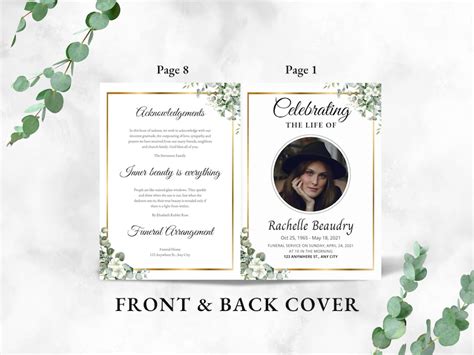 Editable Funeral Program Template Obituary Template For Women Page Bi Fold Obituary Template