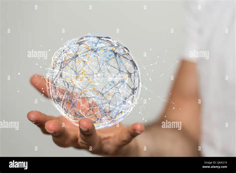 A Person Presenting A 3d Render Of Global Digital Connections With