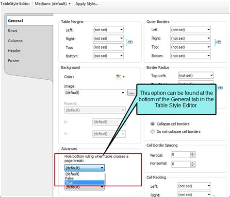 Hiding The Bottom Border On Tables When Crossing Page Breaks