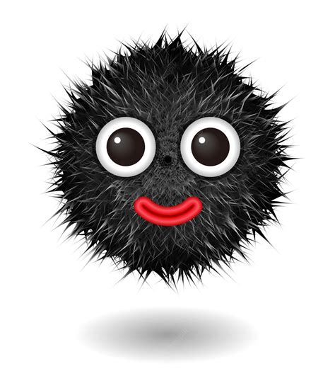 Premium Vector Hairy Monster With Black Fluffy Hair