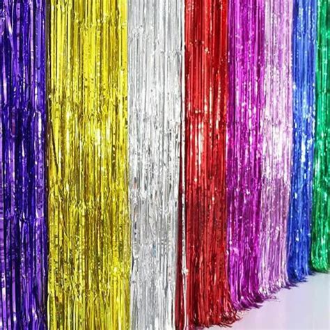 5pcs Lot Metallic Foil Curtain Wedding Decoration Backdrop Foil Fringe