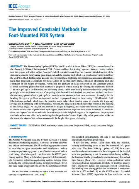 Pdf The Improved Constraint Methods For Foot Mounted Pdr System