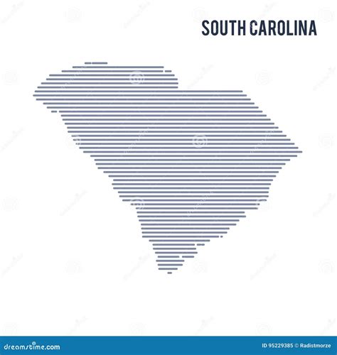 Vector Abstract Hatched Map Of State Of South Carolina With Lines Isolated On A White Background