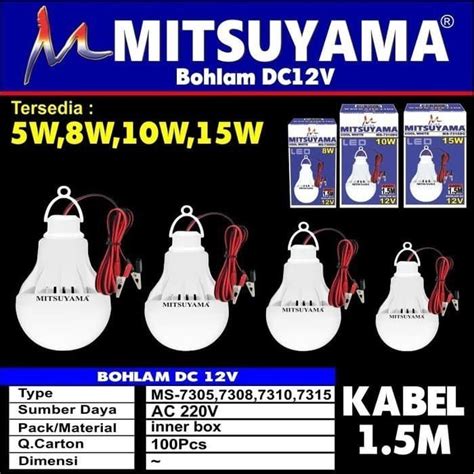 Jual Mitsuyama Lampu Led Dc 12v 12 Volt Jepit Ke Aki Bohlam Warung
