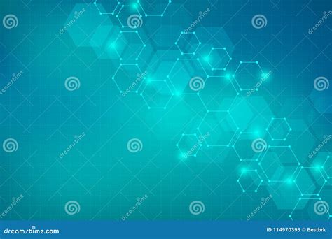 Hexagon Background Design Geometric Abstract Background With Molecular Structure Stock