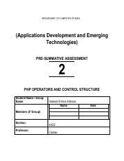 Php Operators And Control Structures Mastering Php For Web Course Hero