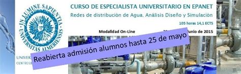 Especialista Universitario En Epanet Redes De Distribución De Agua
