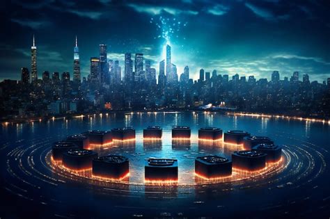 Premium Photo Cryptographic Concept With A City On The Background