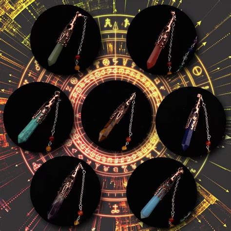 Péndulo de cristal de radiestesia antiguo de 6 caras de chakras con