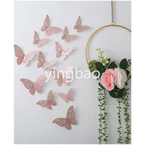 12pcs 3d Butterfly Removable Wall Stickers Room Decor Gold Butterfly