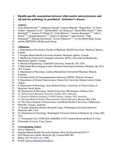 Pdf Bundle Specific Associations Between White Matter Microstructure