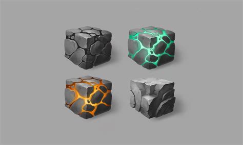 Stone Cube In Different Variations Texture Studying S A B
