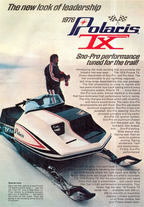 Classic Snowmobiles Of The Past 1976 Polaris Tx Advertisement
