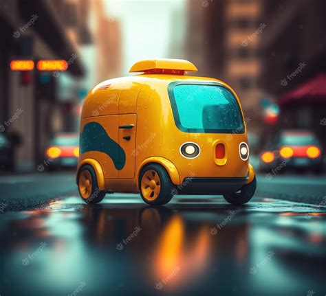 Premium Photo An Automated Delivery Robot Standing On A City Street Shallow D