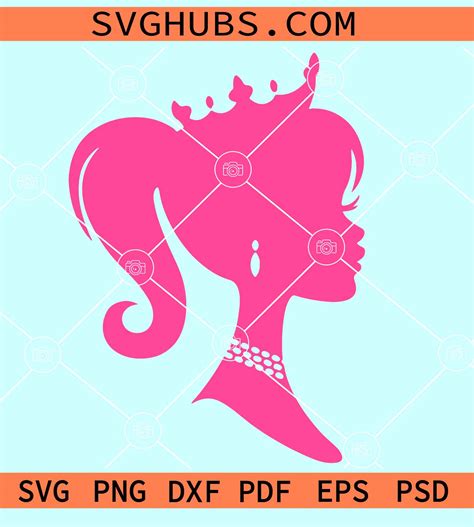 Barbie With Crown Svg Barbie Silhouette Svg Barbie Doll Svg Barbie Head Svg