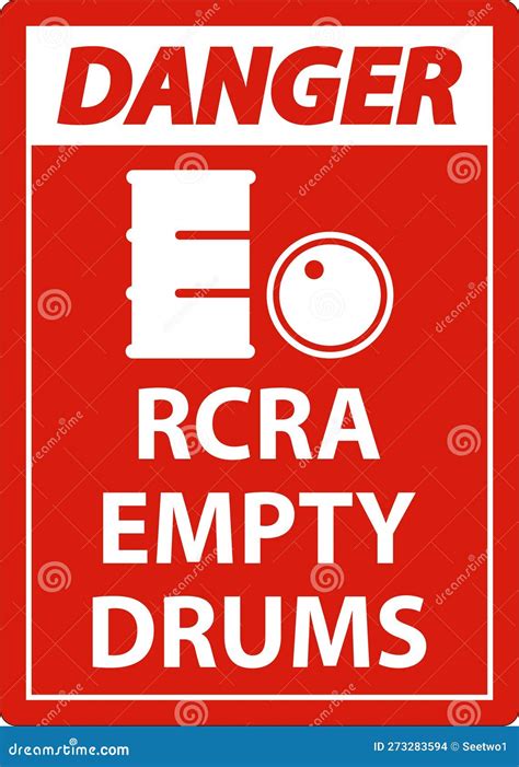Danger Sign Rcra Empty Drums On White Background Stock Vector