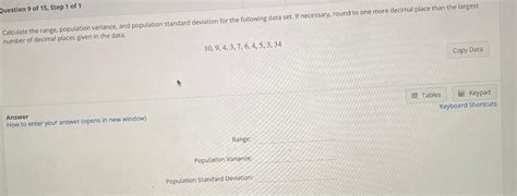 Solved Calculate The Range Population Variance And Chegg