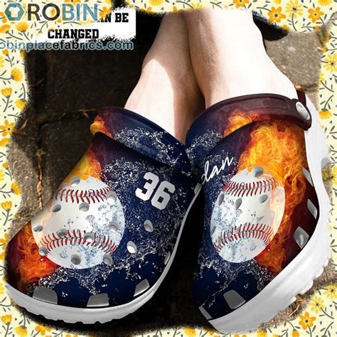 Custom Crocs Personalized Fire And Water Baseball Clog Shoes