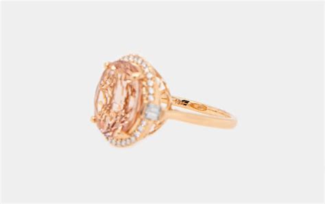 Agi Certified Marropino Morganite 747 Carat Ring With Diamonds 18k