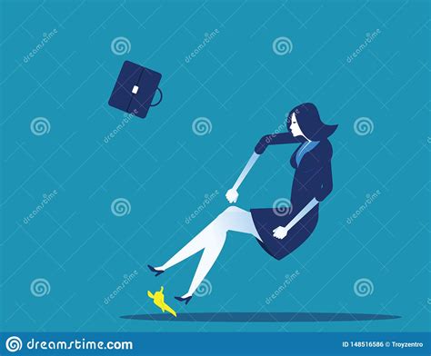 Businesswoman Slipped On A Banana Peel Concept Business Vector