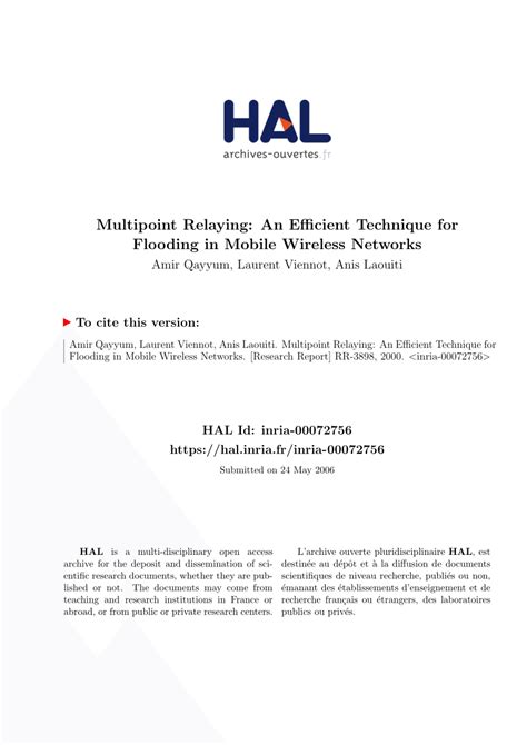 Pdf Multipoint Relaying An Efficient Technique For Flooding In