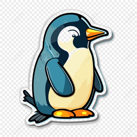 สติกเกอร์การ์ตูนเพนกวินบนพื้นหลังสีเทา เวกเตอร์ Png สำหรับการดาวน์โหลด