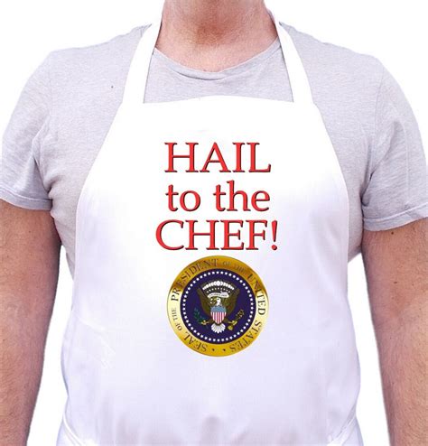 Hail To The Chef Funny Kitchen Aprons White Cooking Aprons T Idea