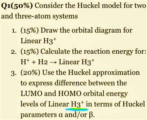 SOLVED Q Consider The Huckel Model For Two And Three Atom Systems Draw The