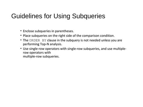 using subqueries to solve queries ppt