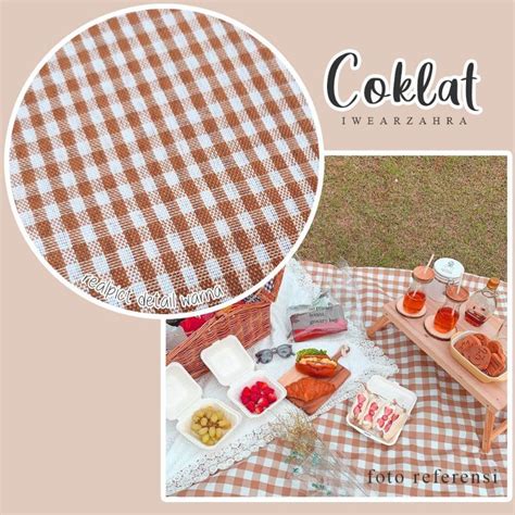 Jual Tikar Kain Piknik Motif Kotak Kotak Taplak Meja Tikar Kain Estetik