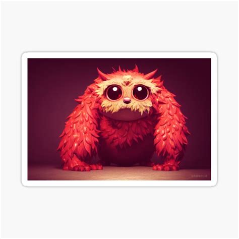 Cute Furry Red Monster Sticker For Sale By Artimity Redbubble