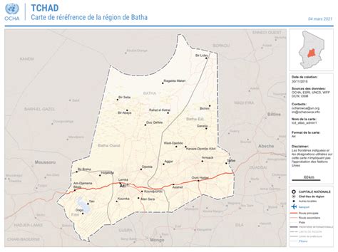 Tchad Carte De Réference De La Région De Batha 04 Mars 2021 Chad