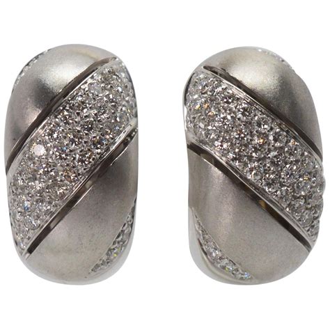 Baguette And Round Diamond Gold Huggie Hoop Earrings For Sale At 1stdibs